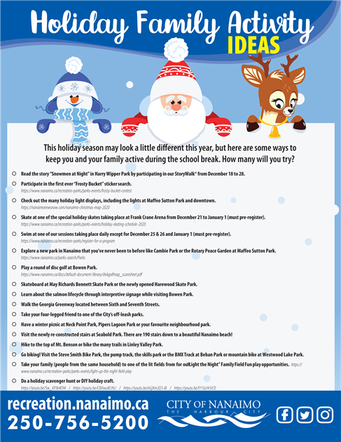 Holiday family activity ideas by Parks, Recreation and Culture | City ...