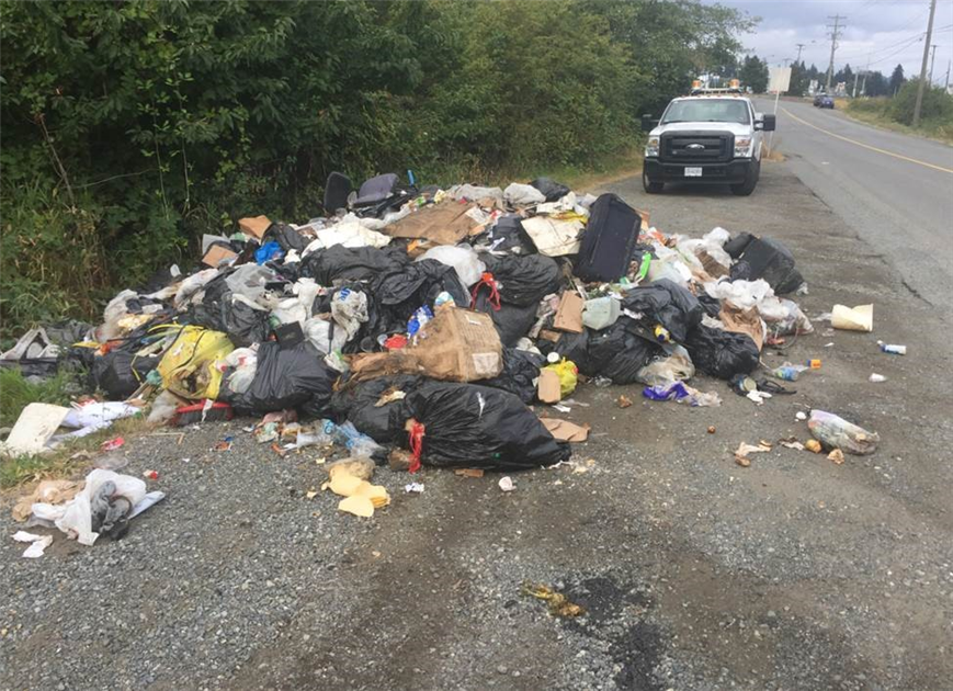 Large amount of garbage illegally dumped on city street | City of Nanaimo