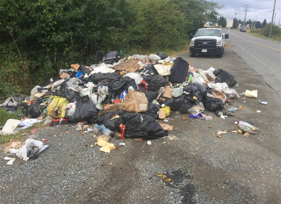 Large amount of garbage illegally dumped on city street | City of Nanaimo